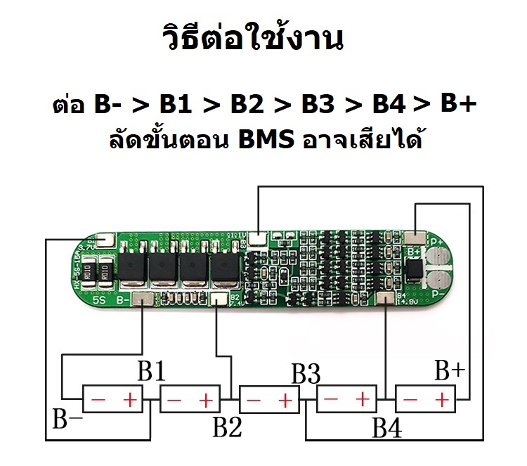BMS 5S 21V บอร์ดป้องกันแบตเตอรี่ลิเธียมไอออน 18650/21700 Li‑ion Battery ...