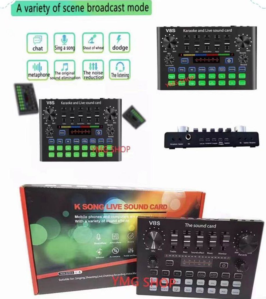 V8S k1 V8 Audio Stereo Headset Microphone Webcast Streamer Live Sound ...