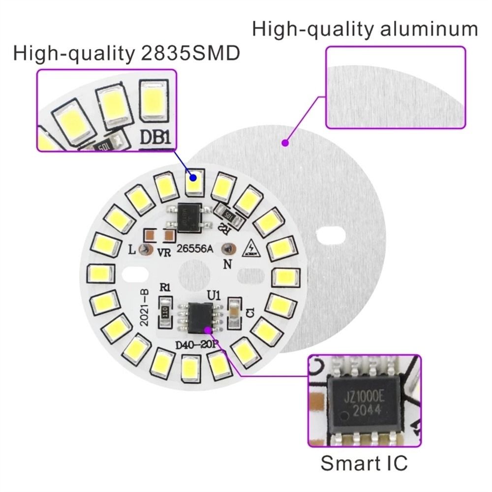 5pcs Warm White Round LED Chip AC 220V SMD 2835 IC Driver 3W 5W 7W 9W ...