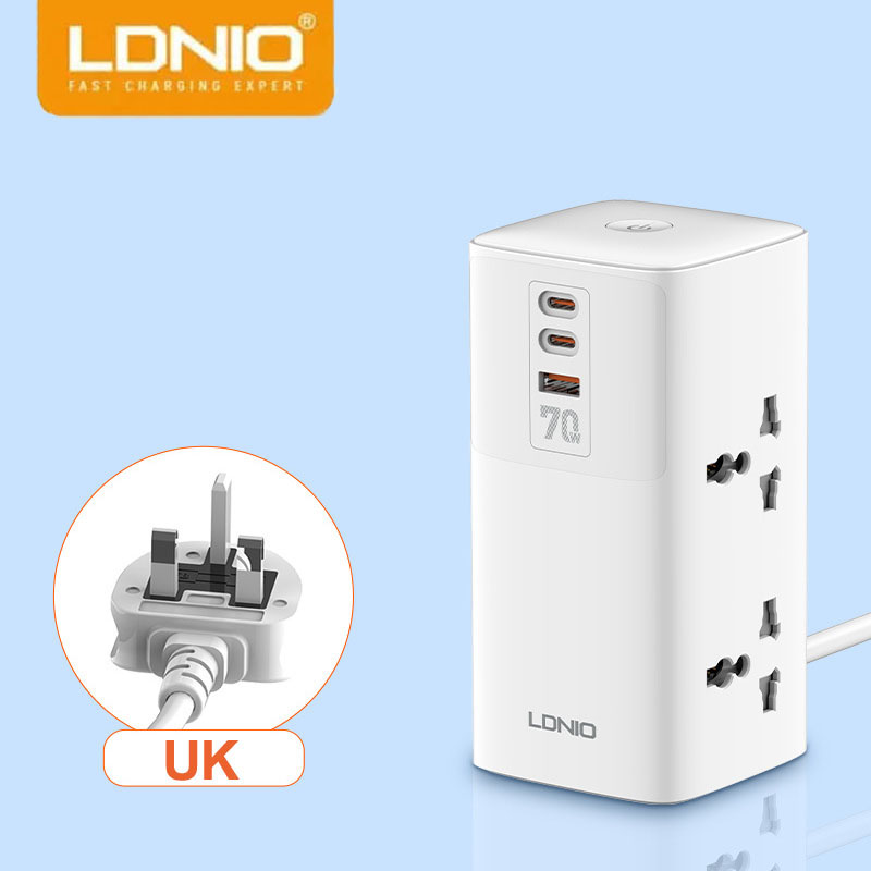 LDNIO GaN 70W Charger Universal Power Strip Vertical Power Tower ...