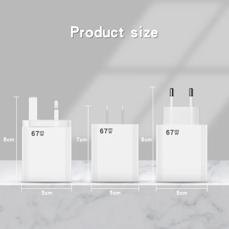 67W GaN Charger Fast Charging QC 5.0 Universal Power Adapter for IPhone ...