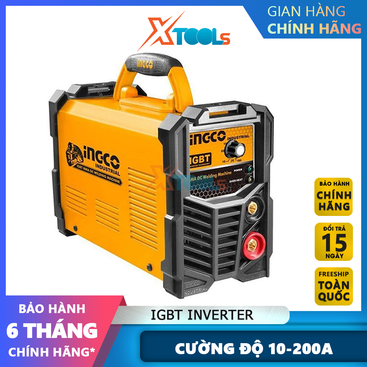 Máy hàn điện tử Inverter INGCO ING-MMA2006 10-200A Máy hàn que Inverter IGBT, công suất 6.3kVA ...