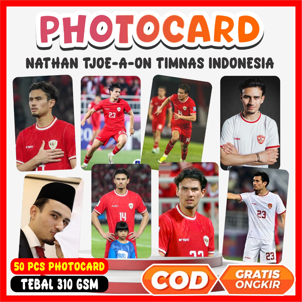 Photocard nathan tjoe-a-on 50 Pcs Tebal 310 Bonus Freebies TIMNAS ...