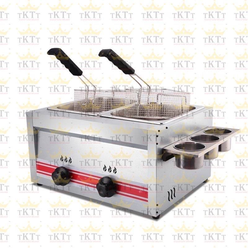 TKTT 2 x 8 Liters Dual Commercial Gas Deep Fryer Western Fast Food ...