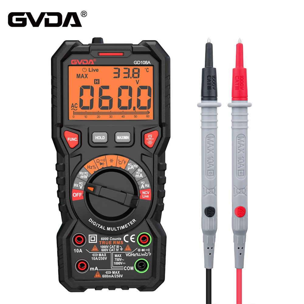 Digital Multimeter Ture RMS Auto Range 6000 Counts Multimetro 1000V 10A ...