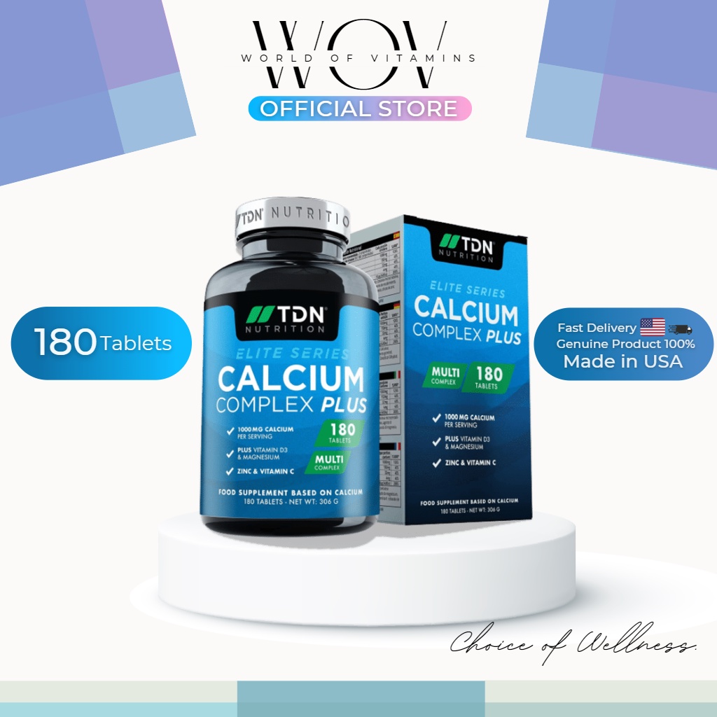 TDN Nutrition Calcium and Vitamin D 3 Plus Supplement, 180 Tablets ...