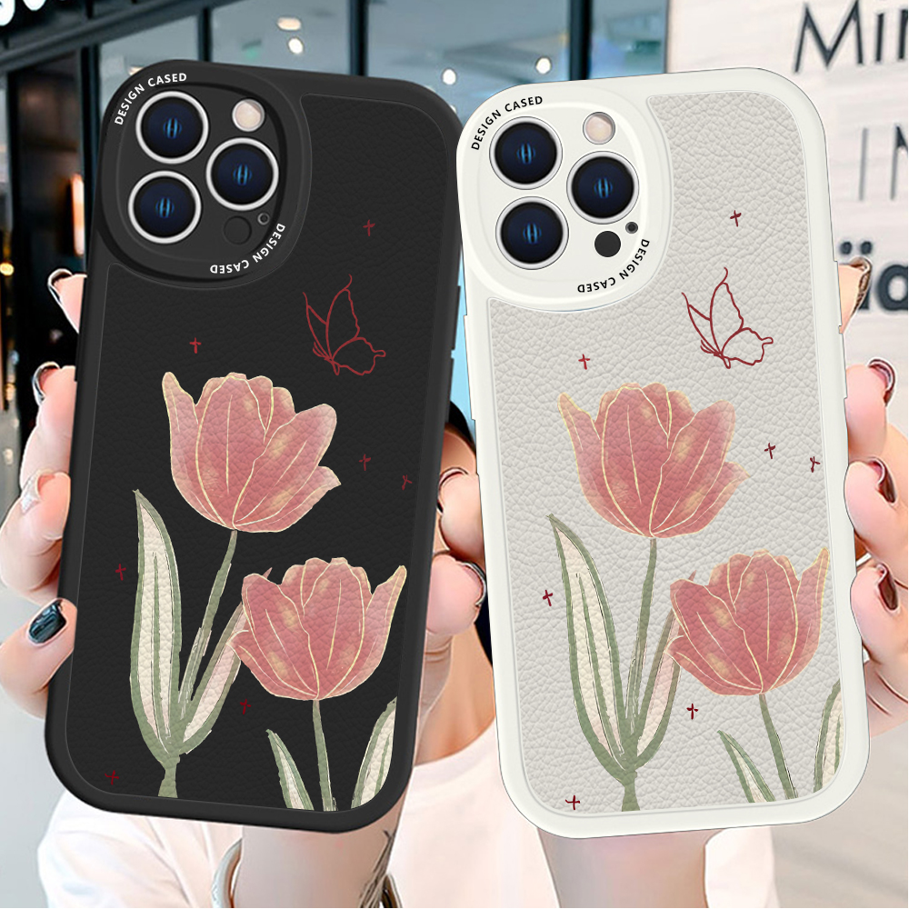 Hontinga for Samsung Galaxy A14 5G 4G Back Cover PU Leather Pink ...