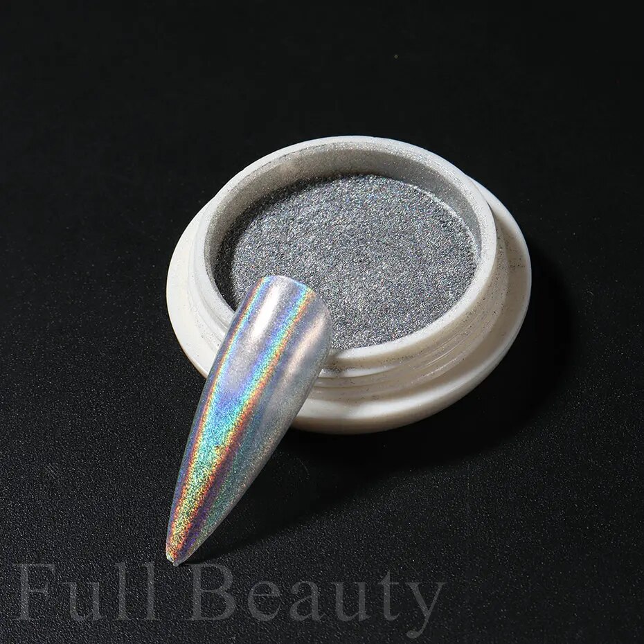 Holographic Laser Nail Glitter Chrome Magic Mirror Chrome Pigment Dust ...