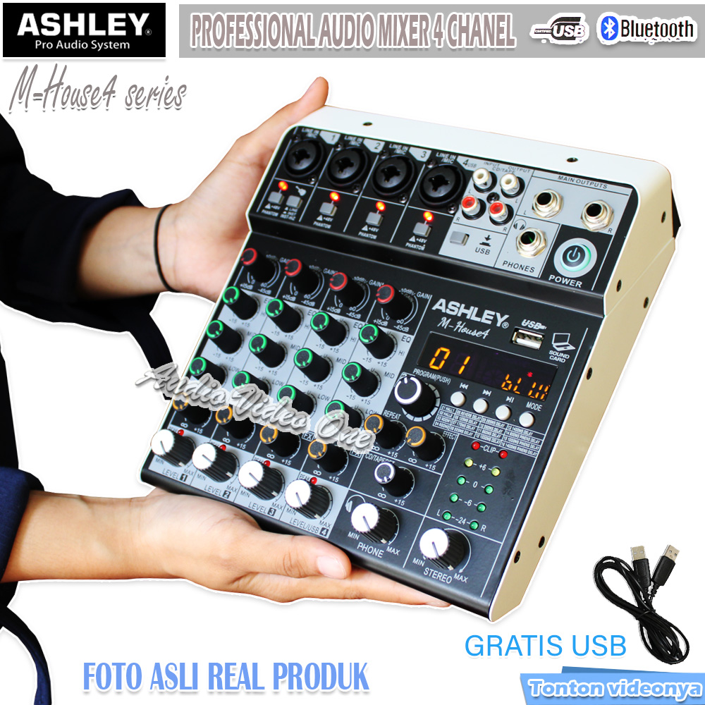 Mixer Ashley M House 4 Series Mikser Audio 4 Chanel Bluetooth M-House4 Original Garansi 1 Tahun ...
