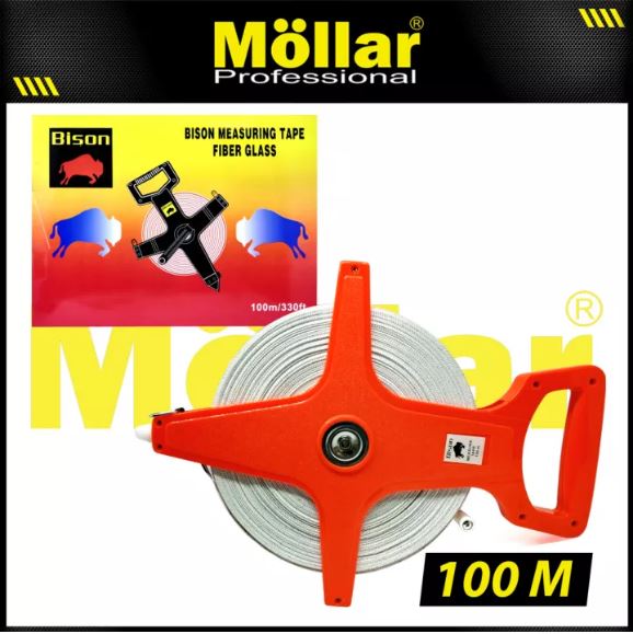 BISON Meteran Tancap Tanah 100 Meter Alat Ukur Jalan Gulung Rol Tanam ...