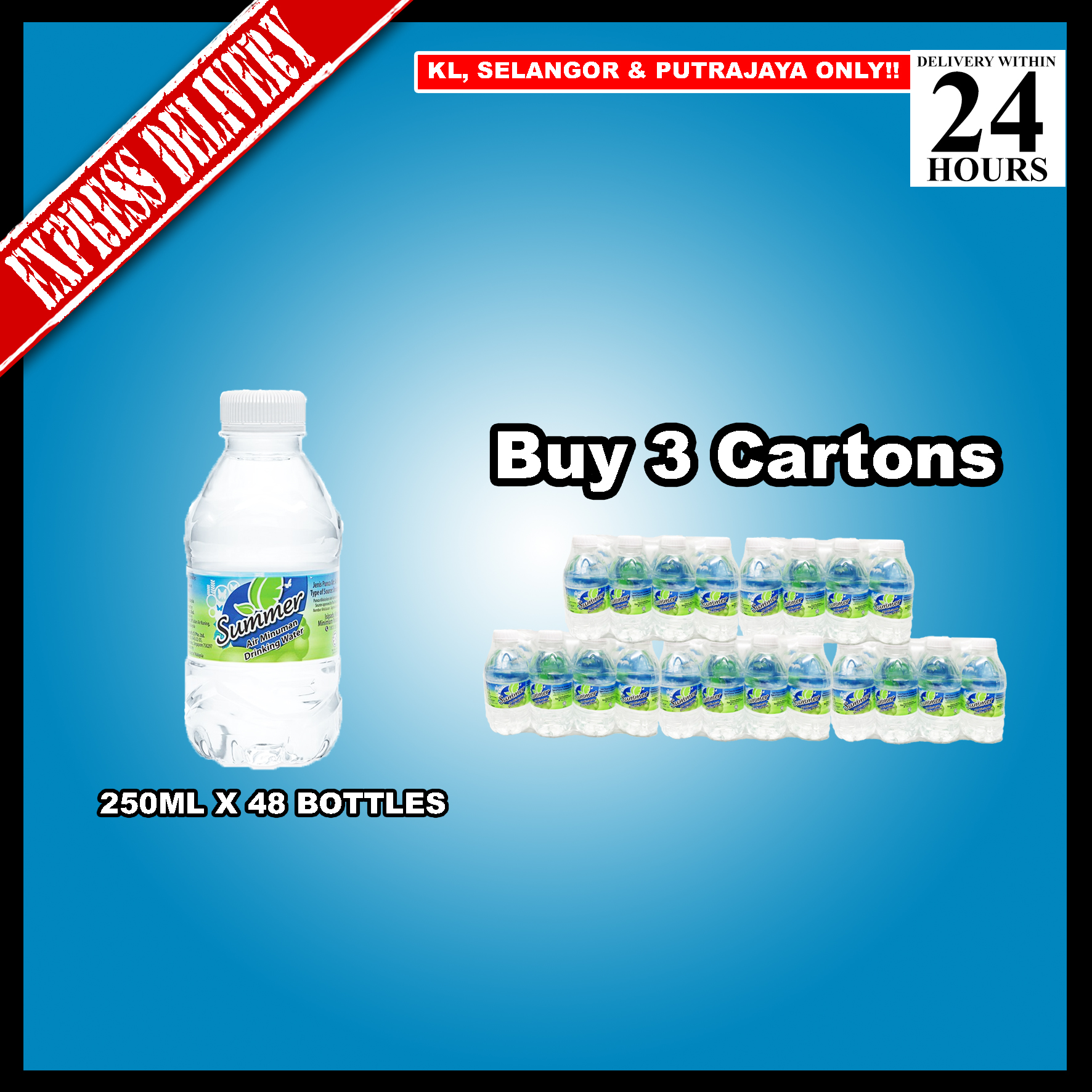 BUNDLE OF 3 CARTONS : SUMMER DRINKING WATER 250ML x 12 BOTTLES | Lazada