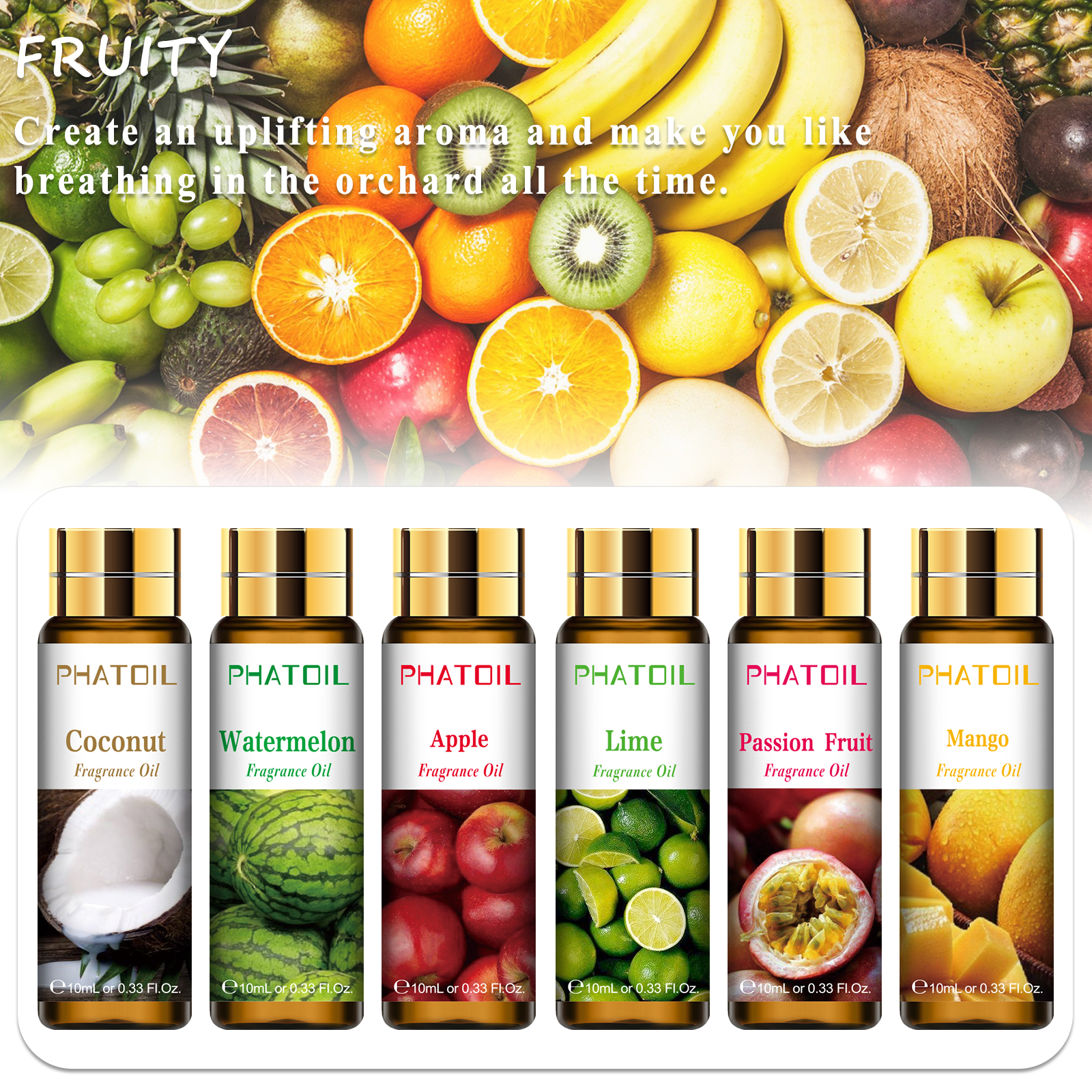 PHATOIL 9pcs Fragrance Oils Set 10ml Lime Mango Strawberry Watermelon ...