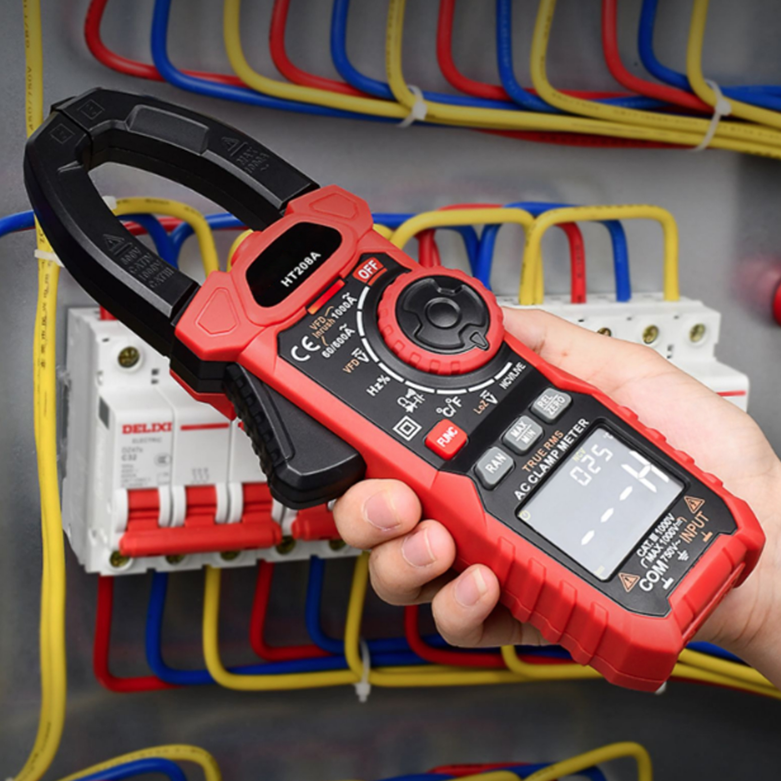 HT208D Clamp Meter Digital Wear-resistant ABS Professional Precise ...