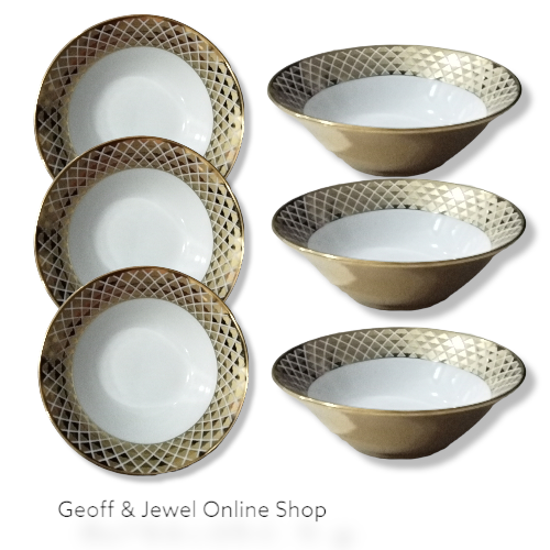 LUXURY Porcelain Gold Platted Dinner Set Salad Bowl / Soup Bowl Bowl ...