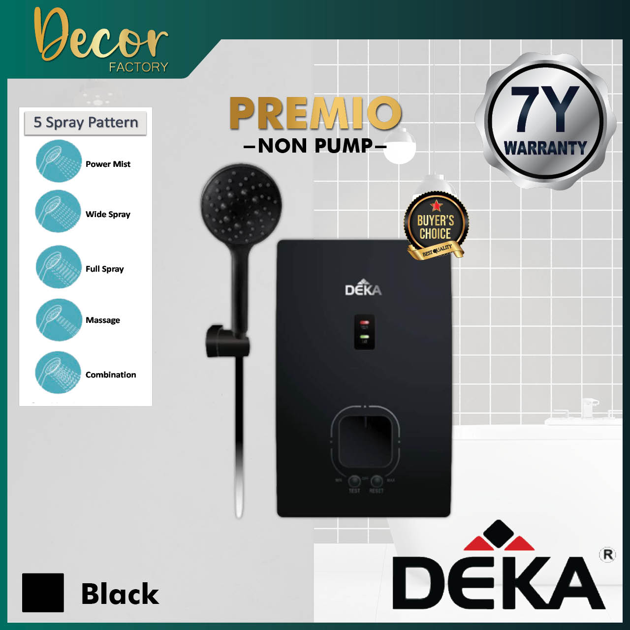 [NEW] DEKA Water Heater DEKA PREMIO FANZO Non Pump Without Pump Shower ...