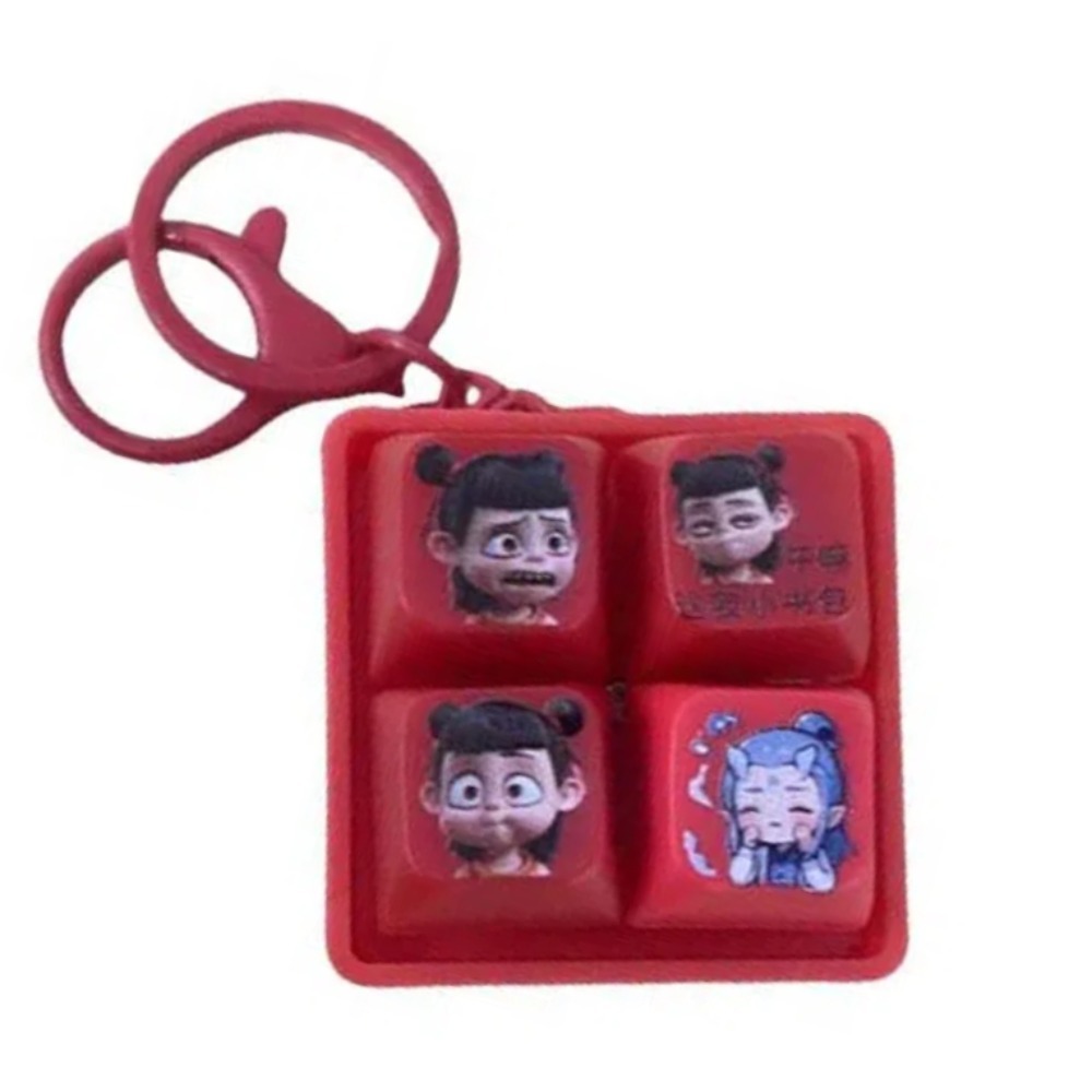 Handmade Plastic Colorful Flashing Ne Zha Keychain With Sound Full ...