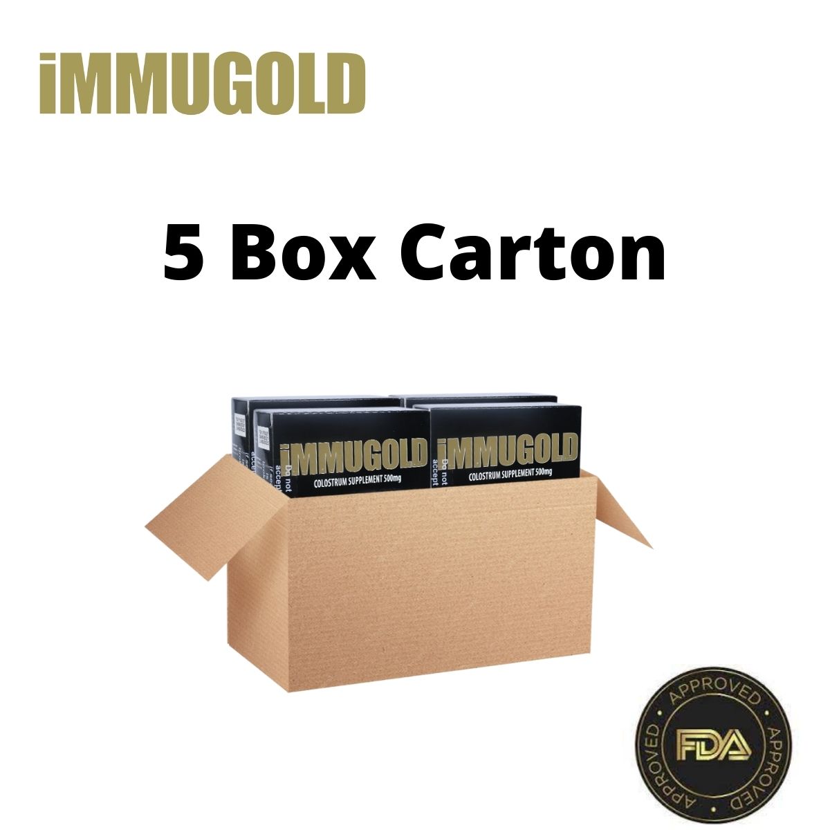 Immugold Colostrum Supplement, 5 Box Carton - 150 Capsules, 500 MG Per Capsule. Immunity Booster ...