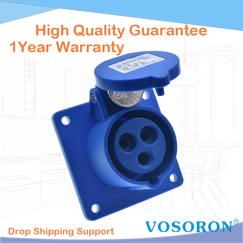 1PCS Industrial Socket Panel Mounted Female Connector 3P Electrical ...