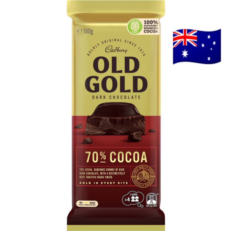 Cadbury Old Gold Dark Chocolate 70% Cocoa Chocolate Bar 180g imported ...