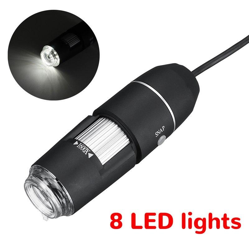 1600X 8LED USB Digital Adjustable Microscope Handheld Electron ...