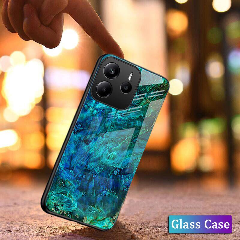 Phone case Redmi Note 14 Fashion Marble Tempered Glass Protector Soft ...