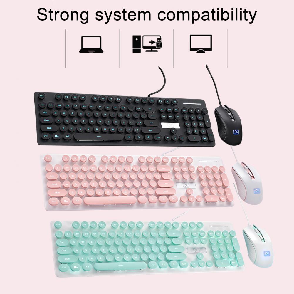 【New Trend】Portable Retro Wired Gaming Computer Keyboard Mouse Kit with ...