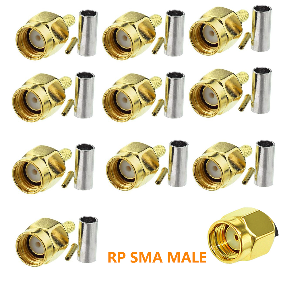 10pcs Male Plug Sma Female Rp Sma Male Female Connector For Rg316 U Lmr100 Rg174 Cable Wire ...