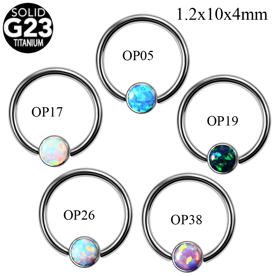 【Clay & Cloud】1PC Titanium Opal Ball Nose Rings Gem Ear Septum Piercing ...