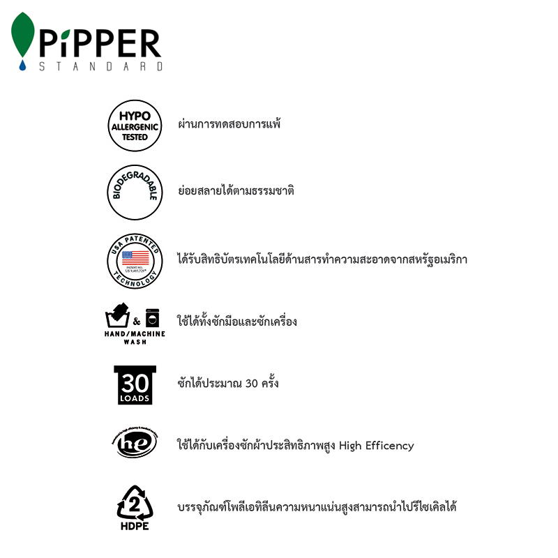 Pipper Standard น้ำยาซักผ้าสูตรอ่อนโยน ออร์แกนิค กลิ่นเลมอนกลาส Refill ...