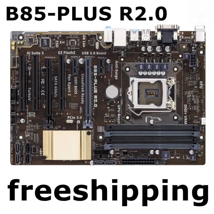 ใช้ B85-PLUS R2.0เดสก์ท็อปมาเธอร์ B85 LGA 1150สำหรับคอร์ I7 I5 I3 SATA3เมนบอร์ดมือสอง USB3.0ของ ...