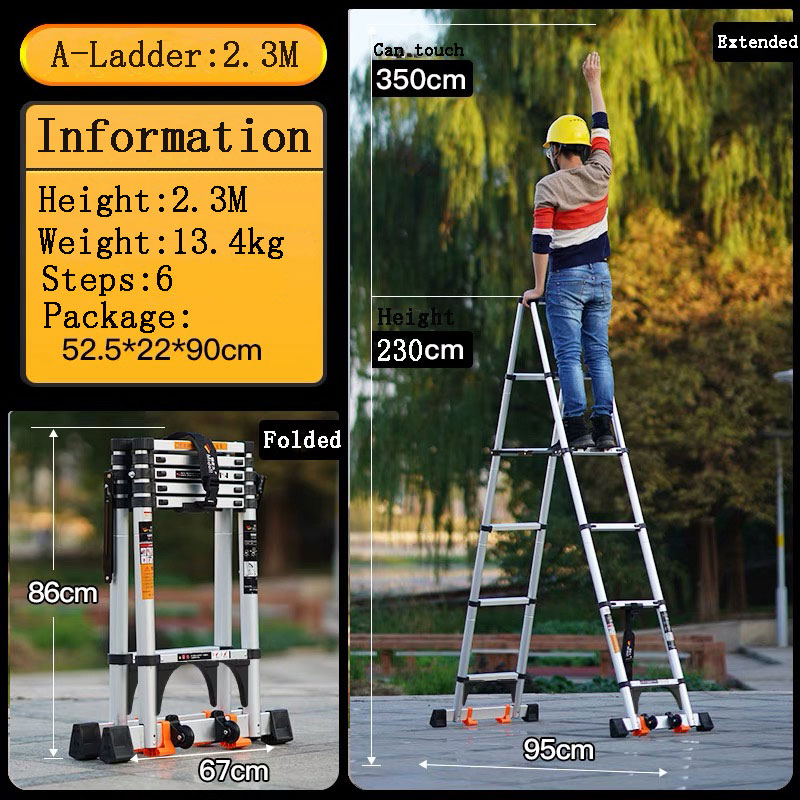SG stock Double-sided A ladder telescopic Aluminium Ladder with Wheels ...