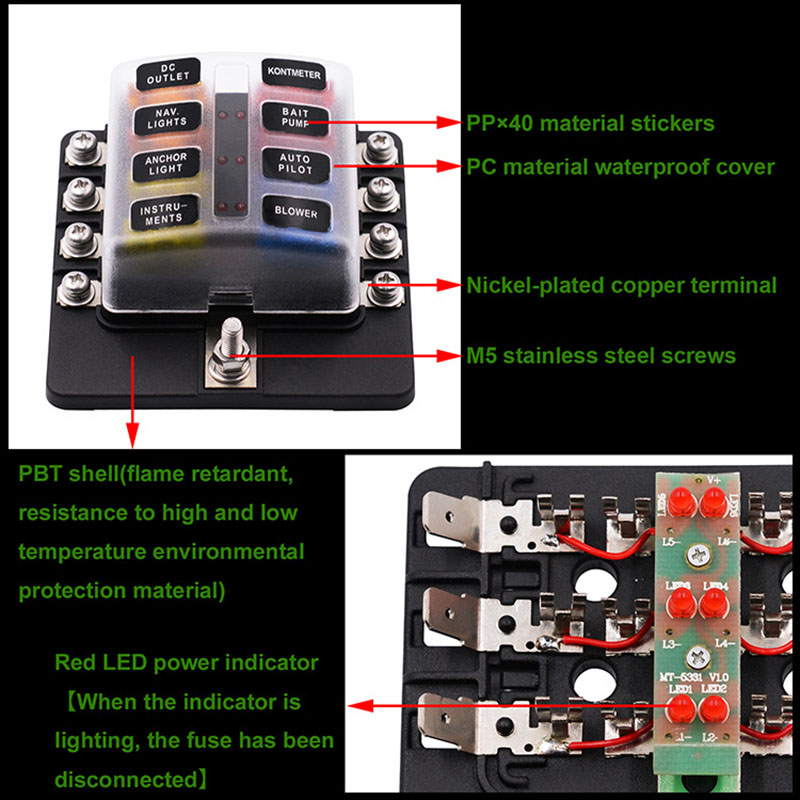 Car 6 Way 8 Way Fuse Terminal Block Auto Track Fuse Holder Box Wiring ...