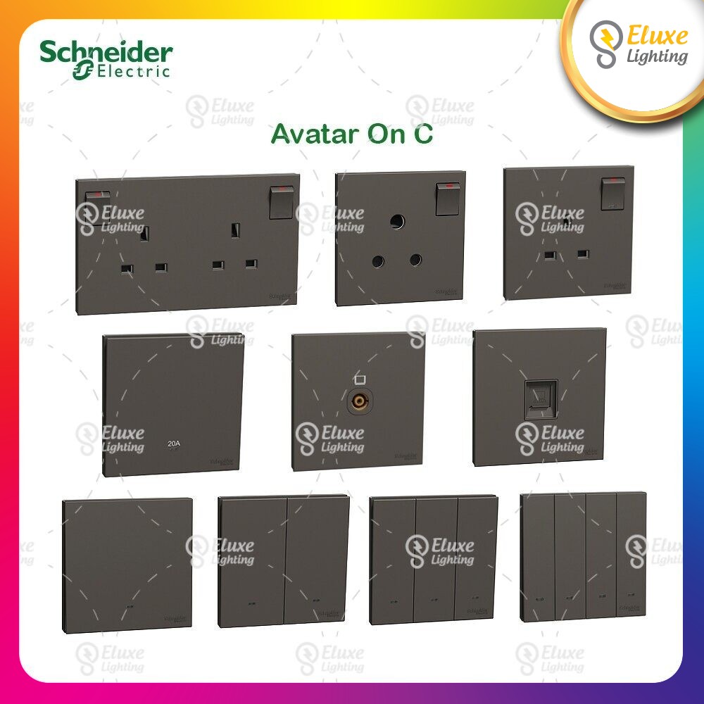 SCHNEIDER AVATARON C SERIES DARK GREY SWITCHES & SOCKETS [FULL RANGE ...