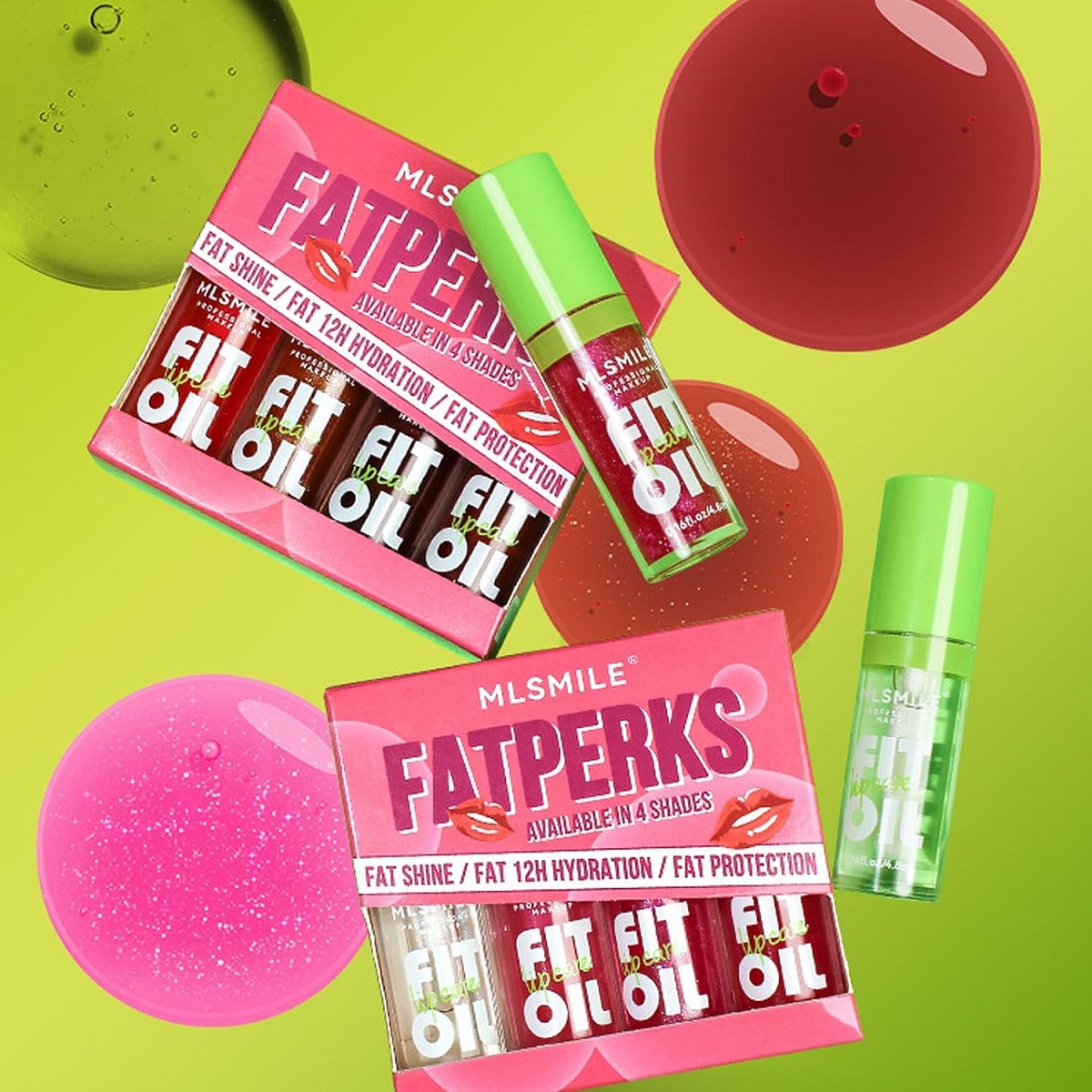 4 Colors Fat Lip Oil Lip Glaze, Drip Lip Oil Hydrating Lip Glow Oil ...