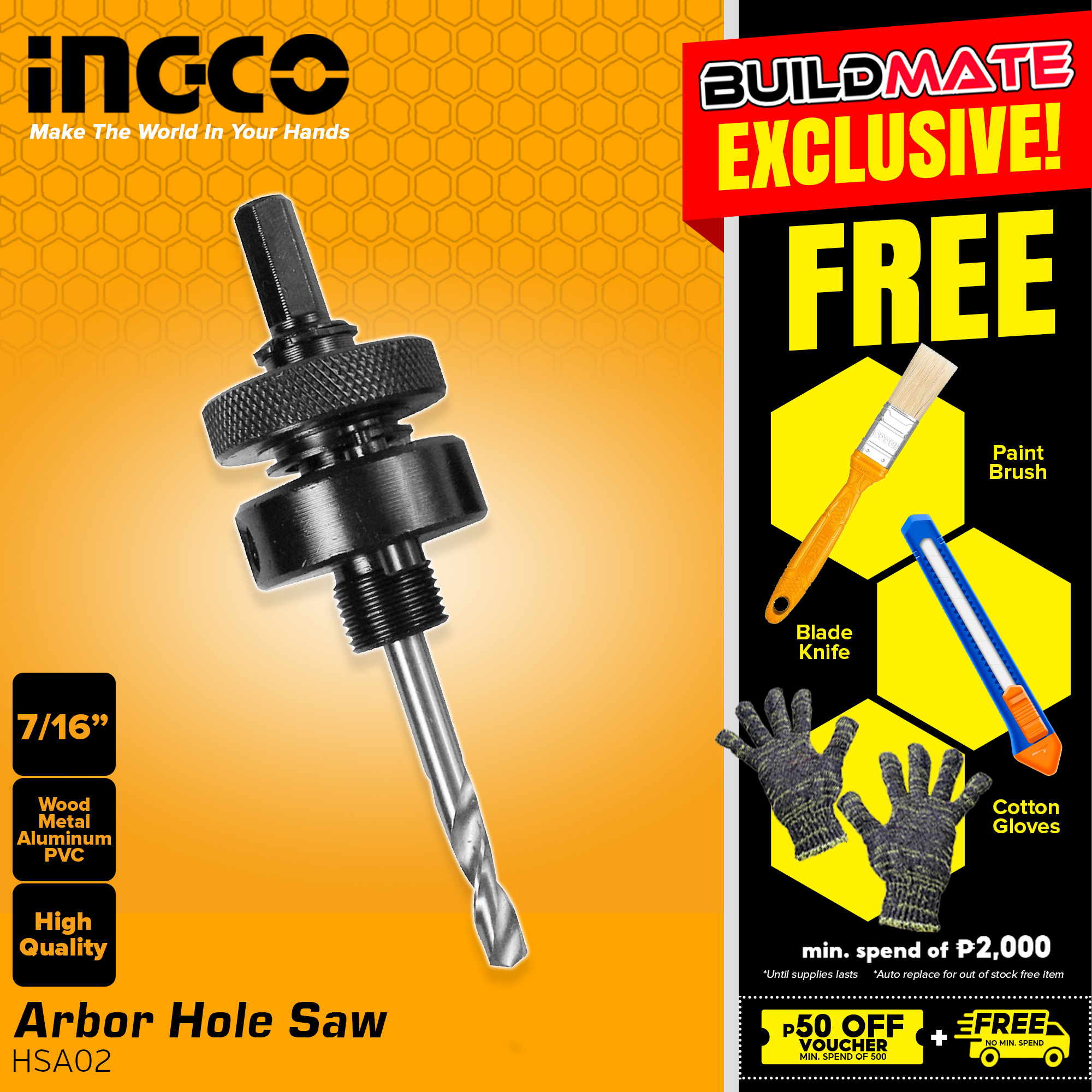 BUILDMATE Ingco Arbor For Hole Saw 11mm HSA02 - IHT | Lazada PH