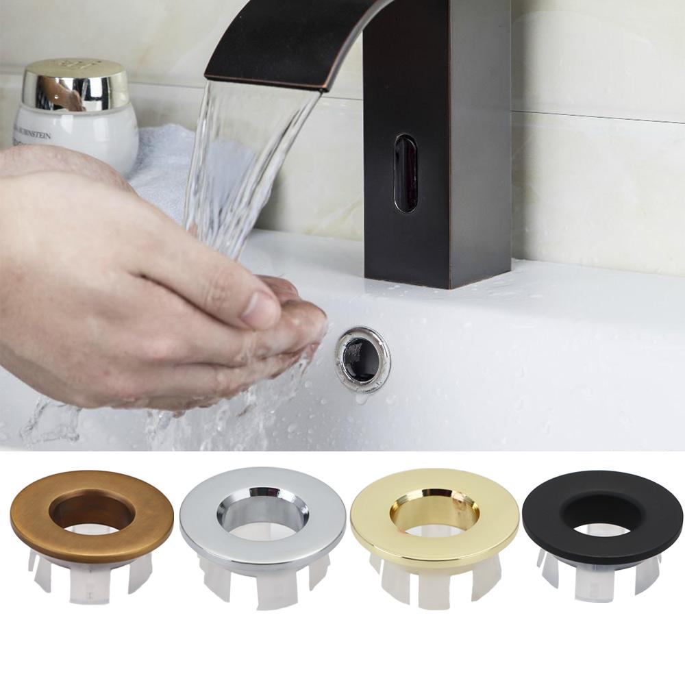 Plastic Basin Faucet Sink Overflow Cover Hole Cap Insert Chrome Ring ...