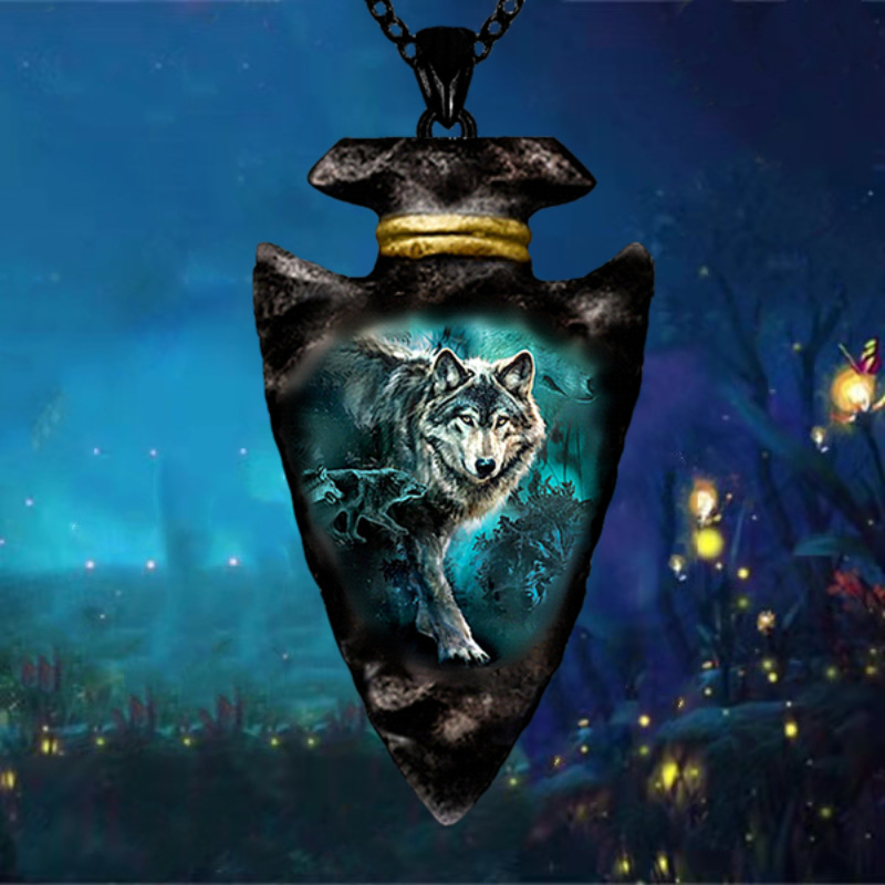 Jewelry New Forest Beast Wolf King Wolf Head Picture Inverted Triangle ...