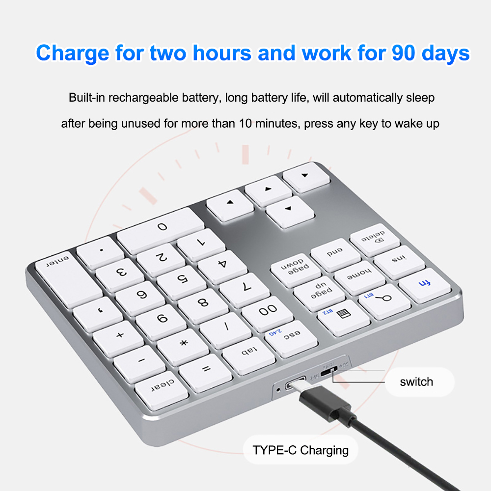 Dual Mode Numeric Keypad 2.4G Wireless Keyboard Bluetooth 5.0 Keyboard ...