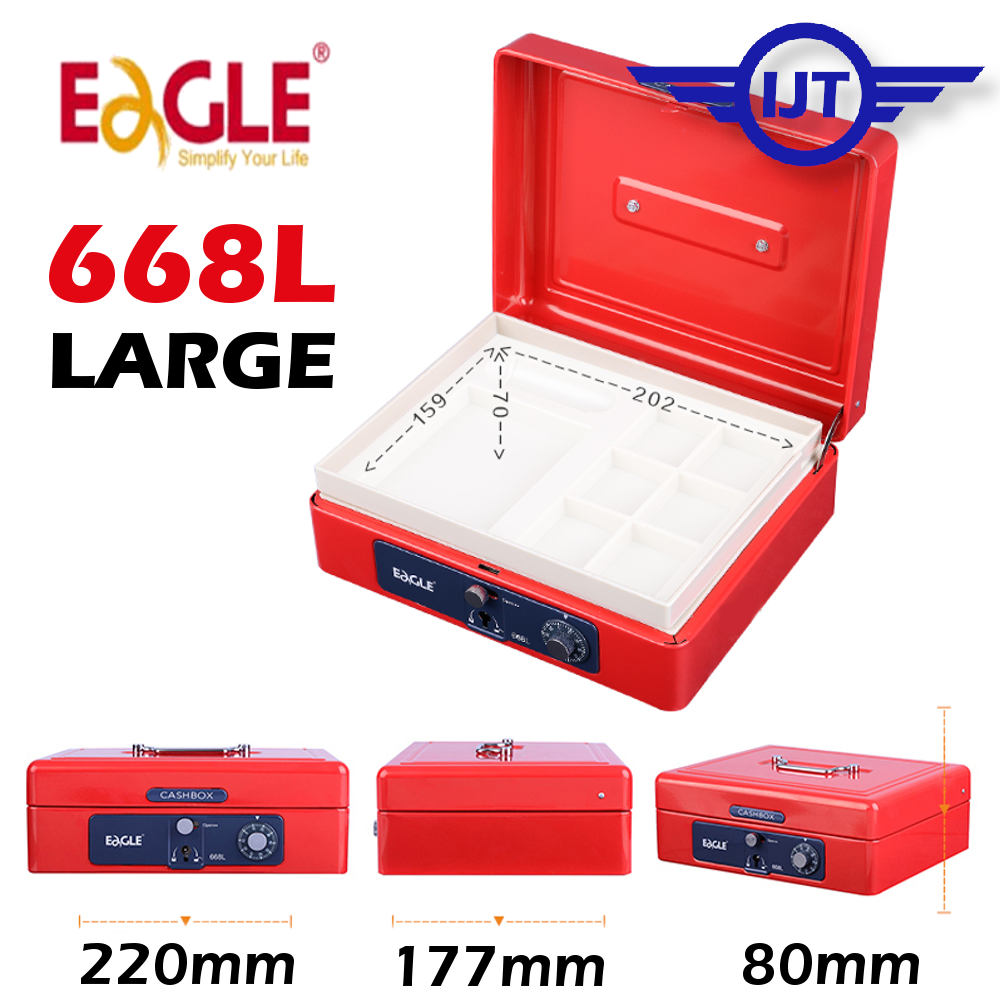 EAGLE 668L CASH BOX PETTY CASH BOX LARGE KEY NUMBER LOCK BLACK eagle-668l-cash-box-petty-cash-box-large-key-number-lock-black