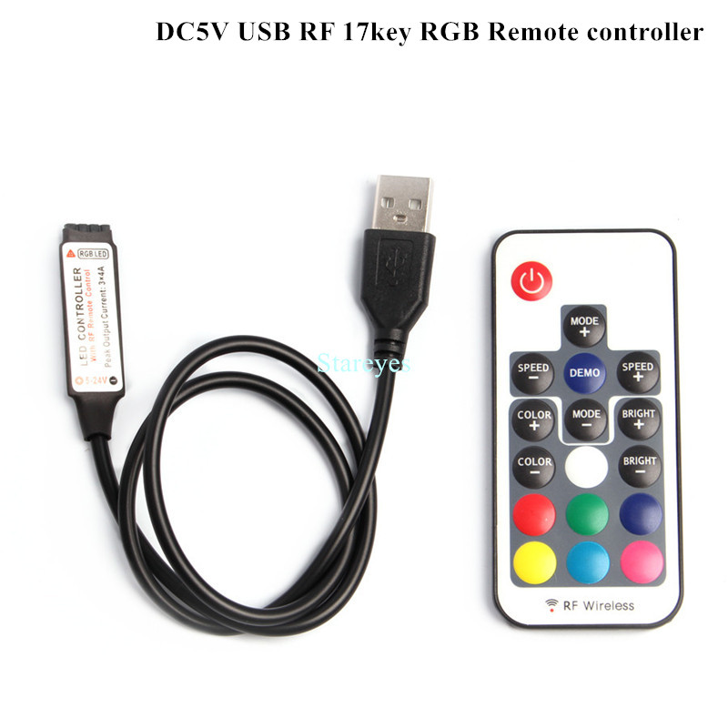 1 Piece Of Dc5v Usb Led Rgb Controller Mini 3key Dimmer Ir 24key Rf ...