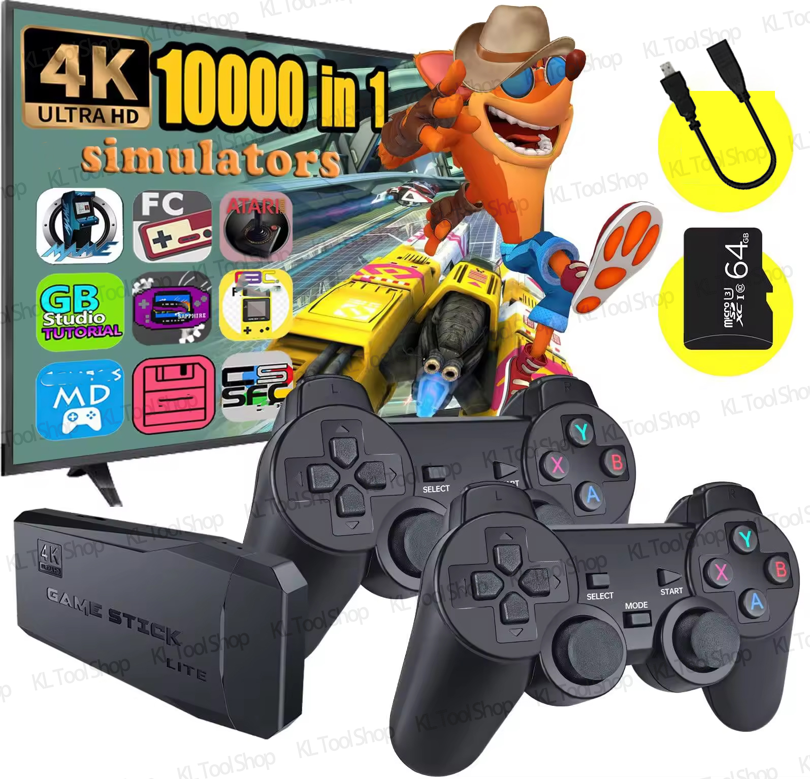 M8 Game Stick M8 วิดีโอเกมคอนโซลไร้สายควบคุม2.4G กล่องวิดีโอเกม 4K HDMI ...