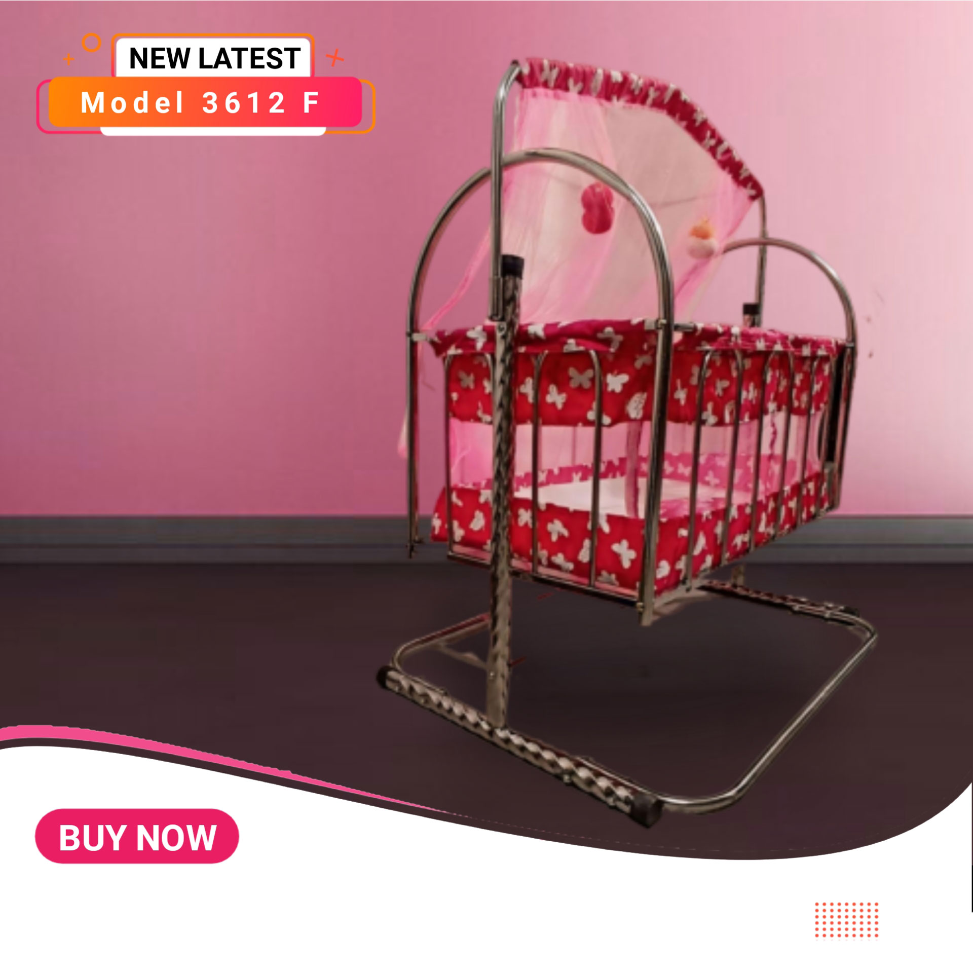 Stainless Steel Dolna Bed For New Born Baby A Cozy Nest Cradle model no ...