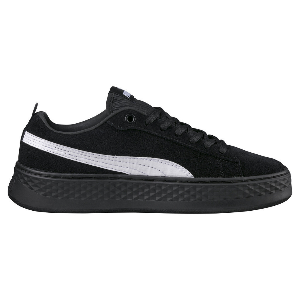PUMA BASICS - Smash Platform Suede Womens Trainers Black - 36648802 ...