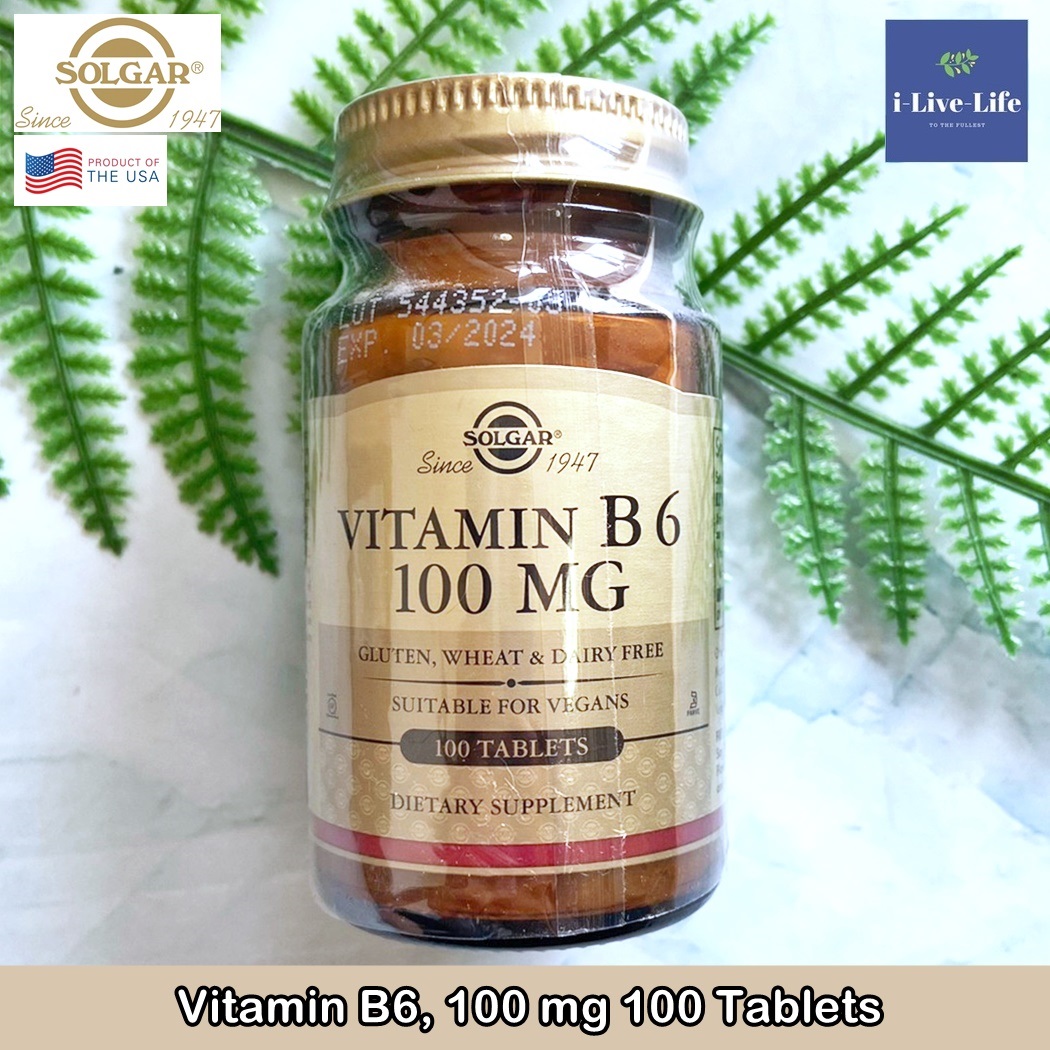 (Solgar®) Vitamin B6, 100 mg 100 Tablets วิตามินบี 6 บี6 บี-6 B-6 B 6 ...