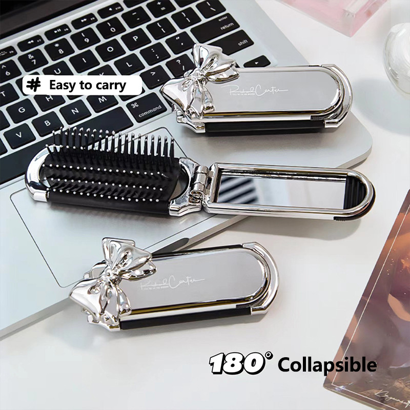 Foldable Mini Small Comb Portable Carry Mirror Press for Ladies and ...