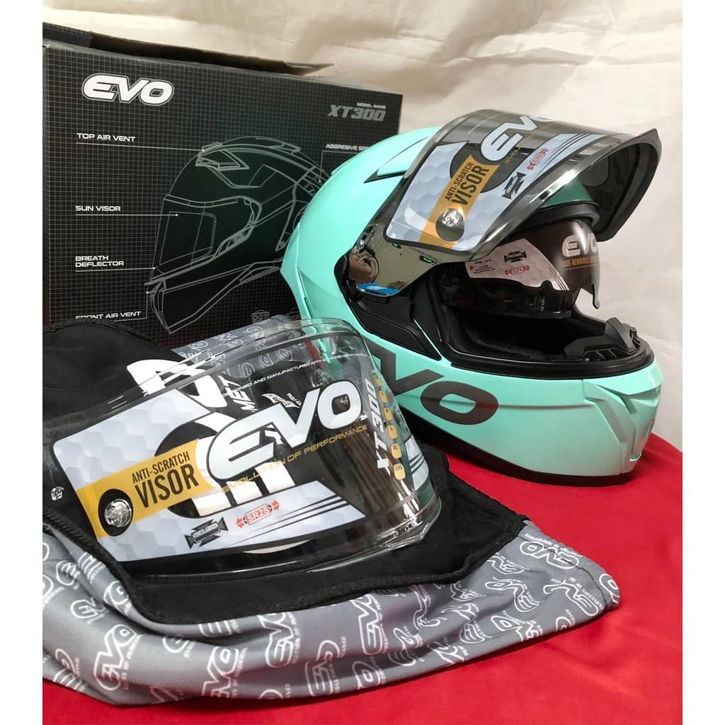 EVO XT-300 ( TURQOISE BLUE ) FULL FACE HELMET DUAL VISOR / GAMIT SA ...