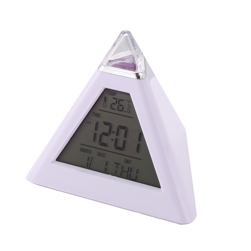 【New Arrivals】LED Digital Clock Pyramid Shape Change Color Temperature ...