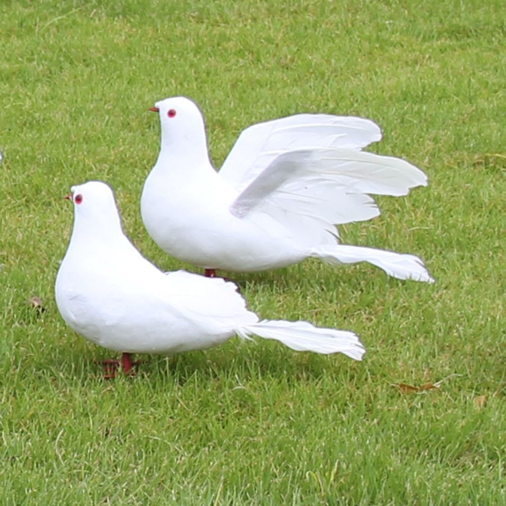 Decoration Crafts Small Peace Dove Bird Spread Wings White Pigeon Foam ...