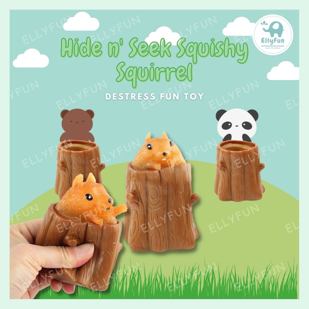 ELLYFUN Hide n' Seek Squishy Squirrel Toys Decompression Evil Squirrel ...