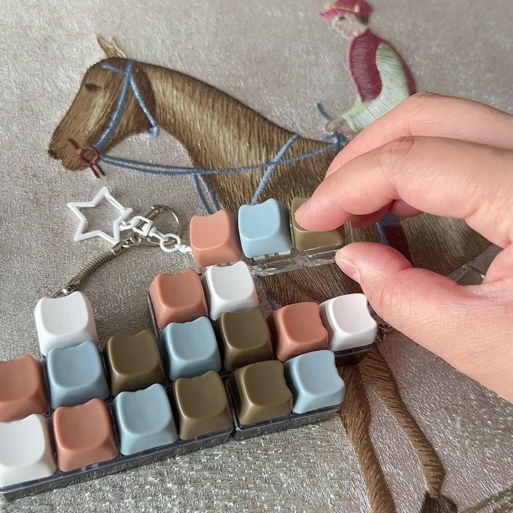 New 4 Keys Pinch Toy Keys Button DIY Keyboard Fidget Keychain Pass The ...